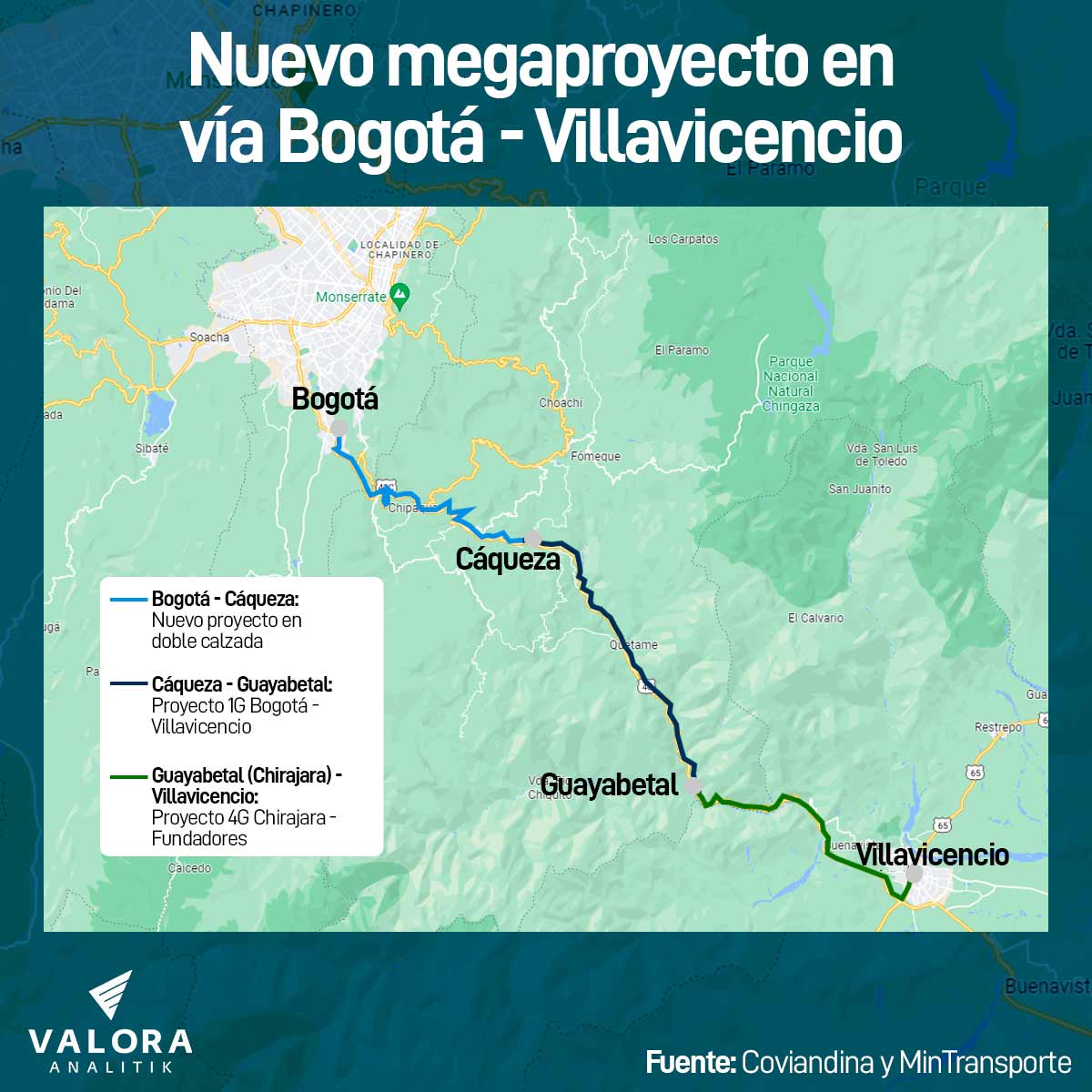 Gobierno: vía Bogotá - Villavicencio será 100 % en doble calzada