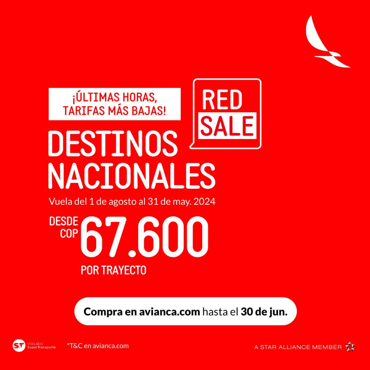 Aproveche los tiquetes baratos que ofrece este 30 de junio Avianca