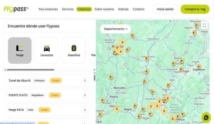 Flypass creó mapa para cobertura de pago de peajes electrónicos para ...