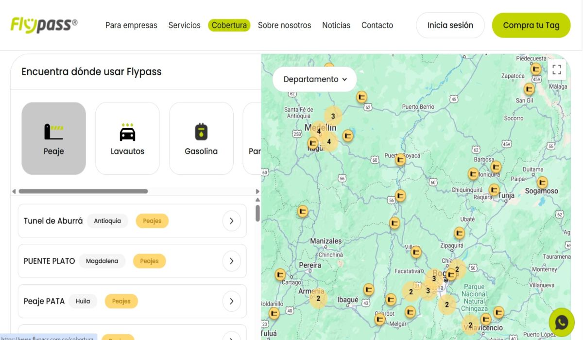Flypass creó mapa para cobertura de pago de peajes electrónicos para Semana Santa: muchas ventajas