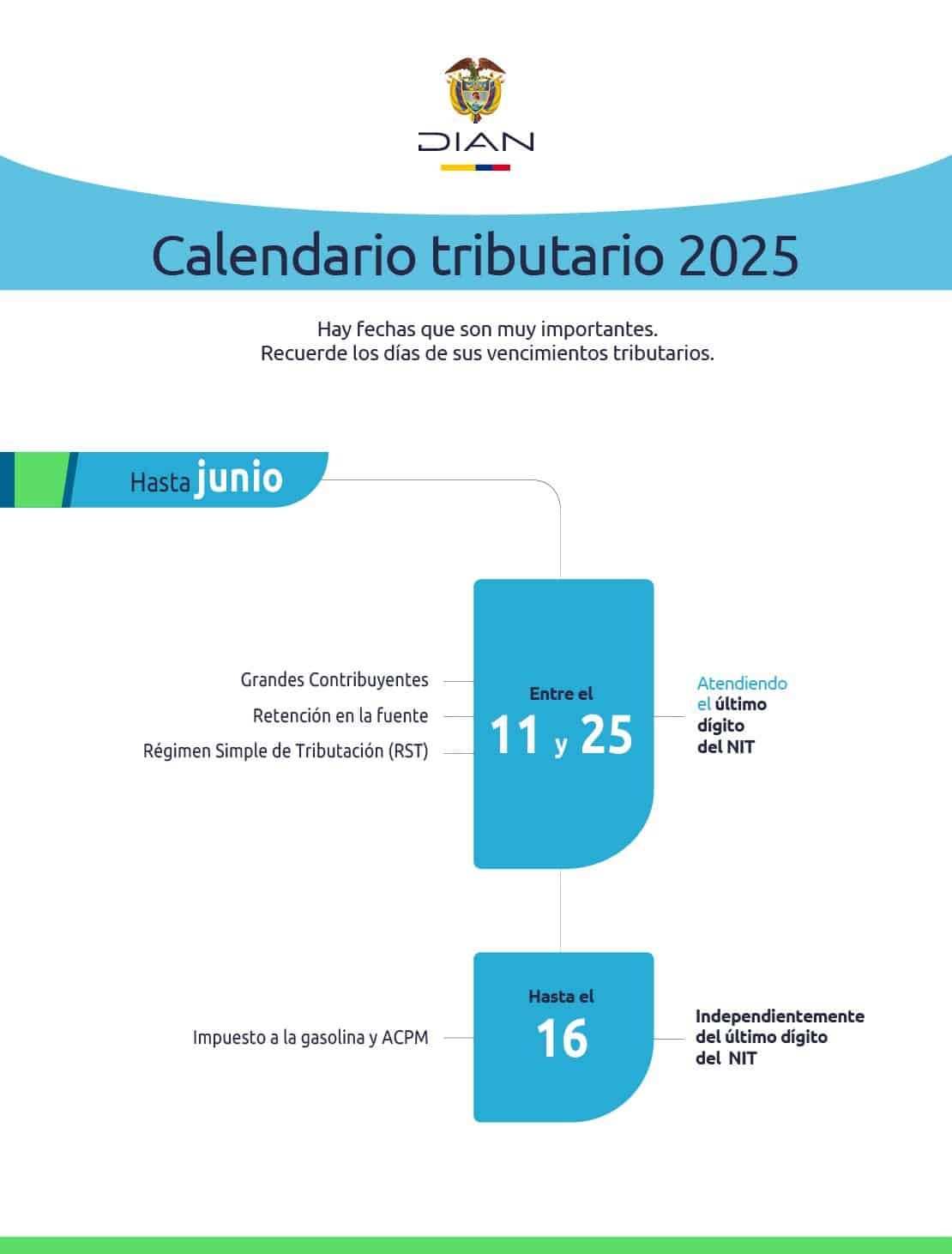 DIAN: Estos son los vencimientos de impuestos nacionales en junio de 2025