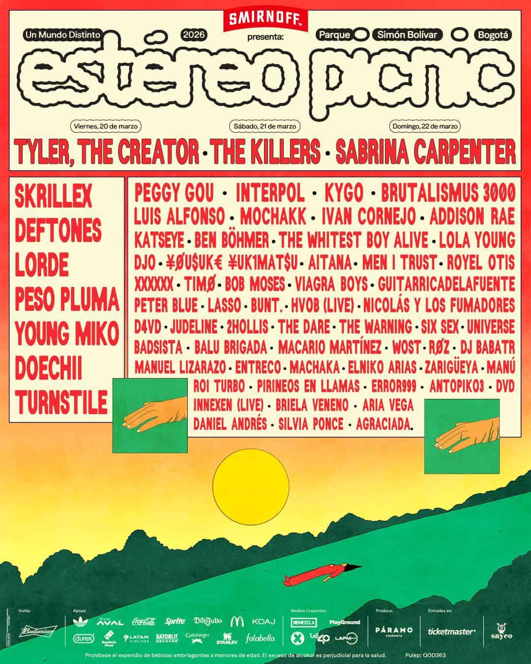 Este es el lineup del Festival Estéreo Picnic 2026: Sabrina Carpenter ...